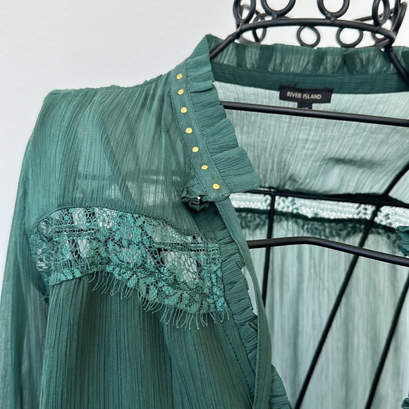 River Island | Tops | River Island Green Lace Blouse | Poshmark